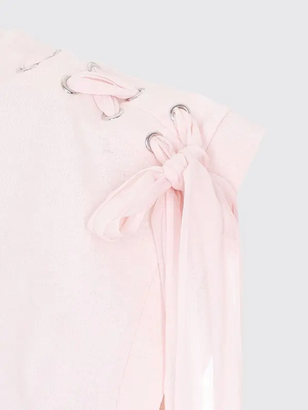 Pinko Viscose Blend T-shirt With Bow Detail - Pink