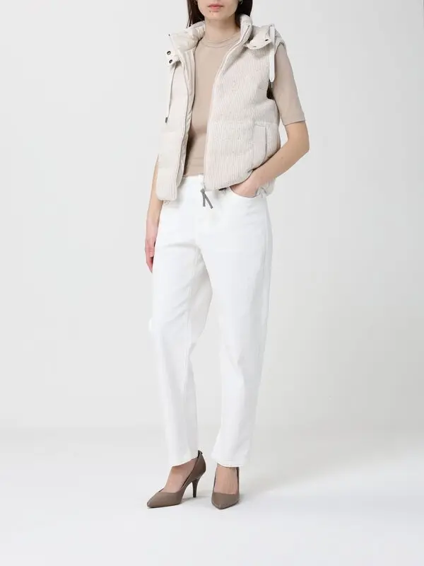 Brunello Cucinelli Stretch Denim Tapered Jeans - White