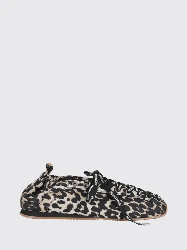 GANNI Sporty Animal Print Ballerina Flats In Recycled Nylon - Brown