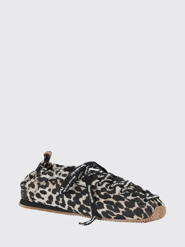 GANNI Sporty Animal Print Ballerina Flats In Recycled Nylon - Brown