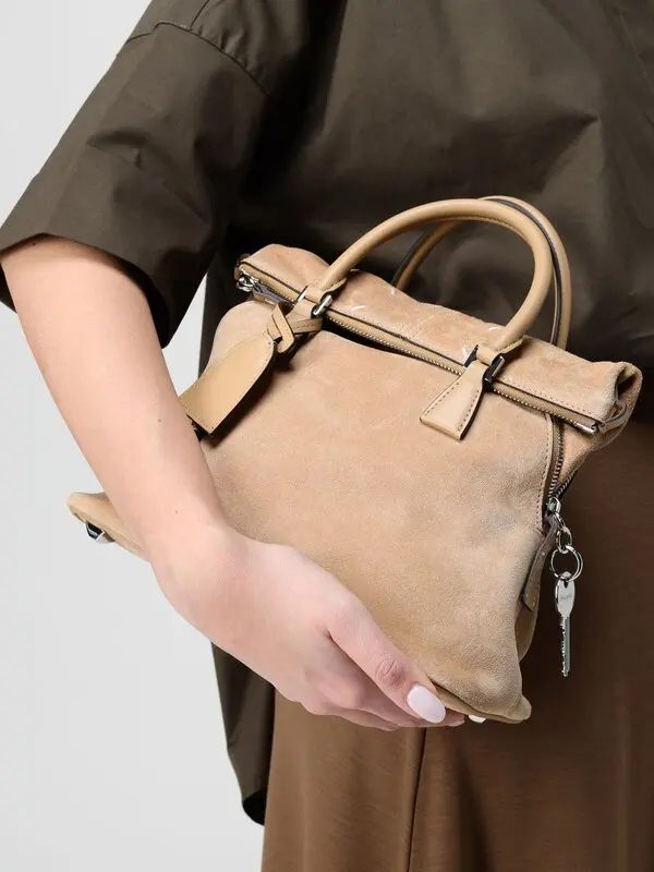 MAISON MARGIELA 5ac Soft Suede Bag - Beige