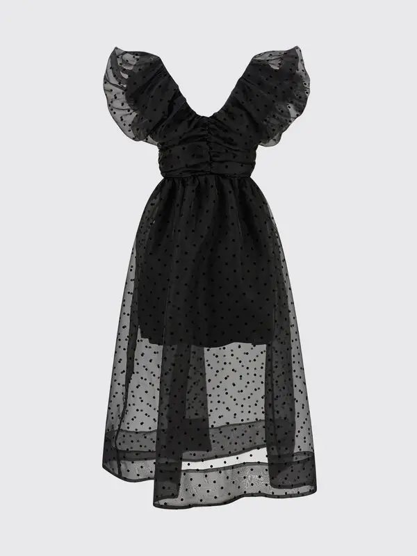 GANNI Polka Dot Tulle Midi Dress
