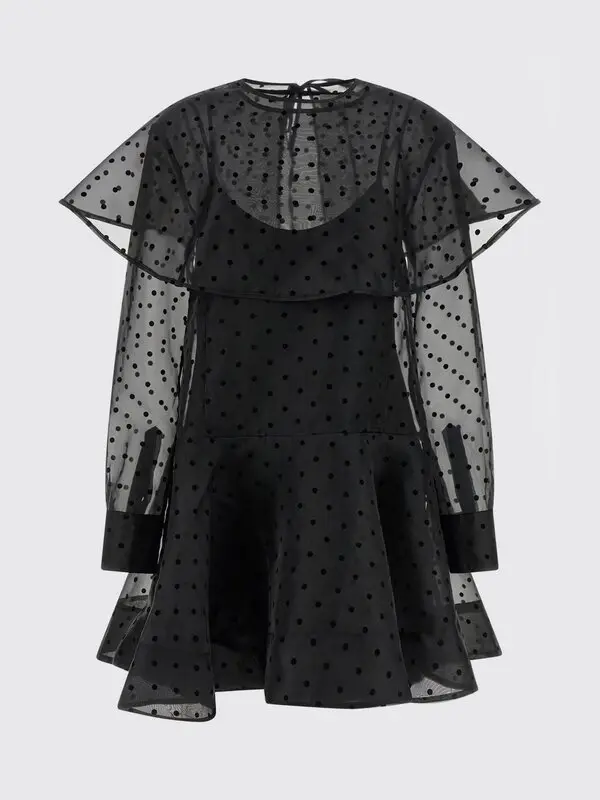 GANNI Polka Dot Tulle Mini Dress - Black