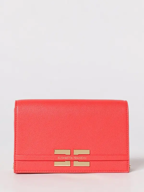 Elisabetta Franchi Grained Faux Leather Mini Crossbody Bag - Red