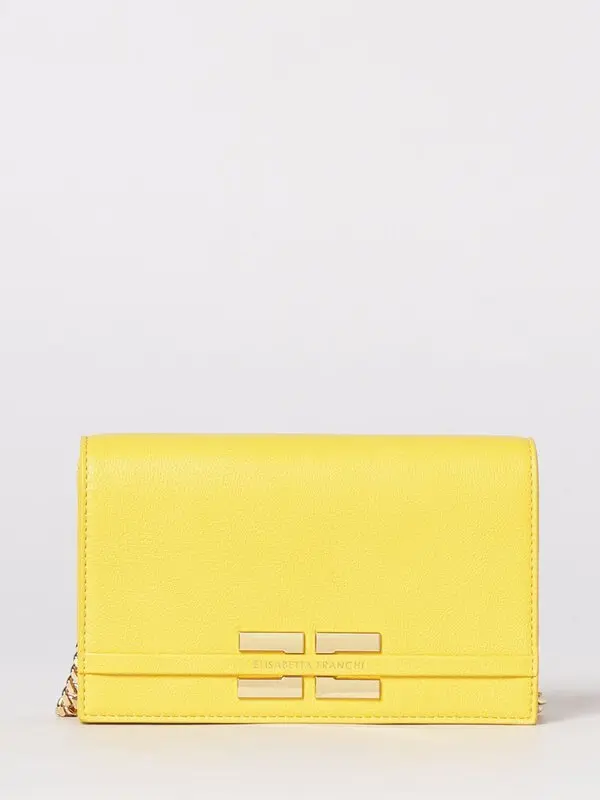 Elisabetta Franchi Grained Faux Leather Mini Crossbody Bag - Yellow