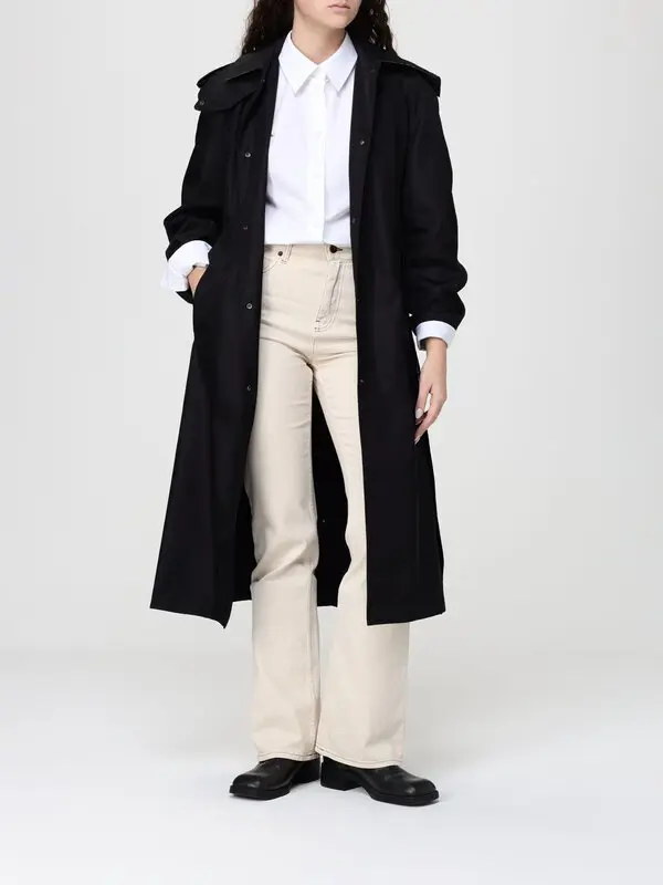 Burberry Double Breasted Cotton Trench Coat - Black