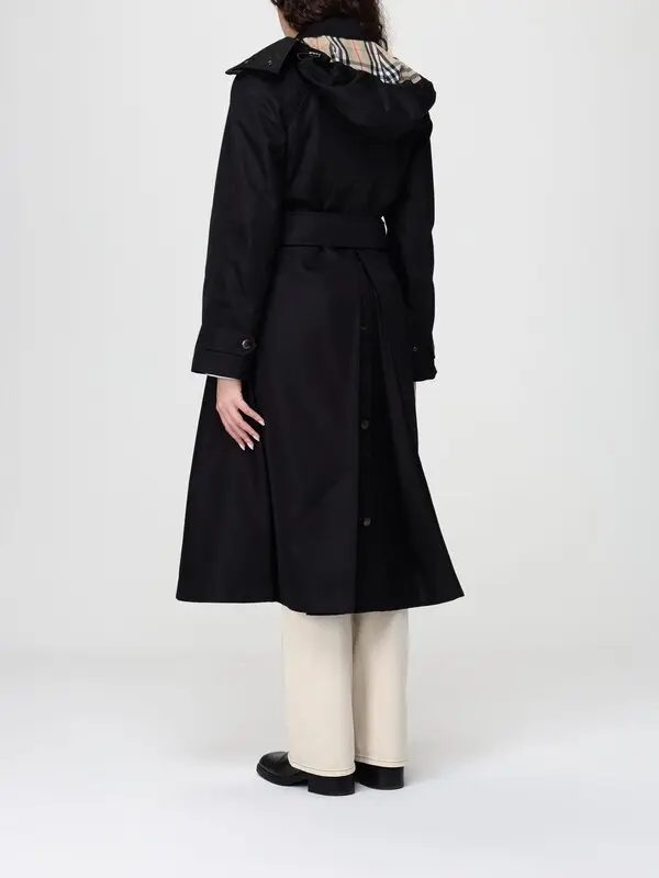 Burberry Double Breasted Cotton Trench Coat - Black