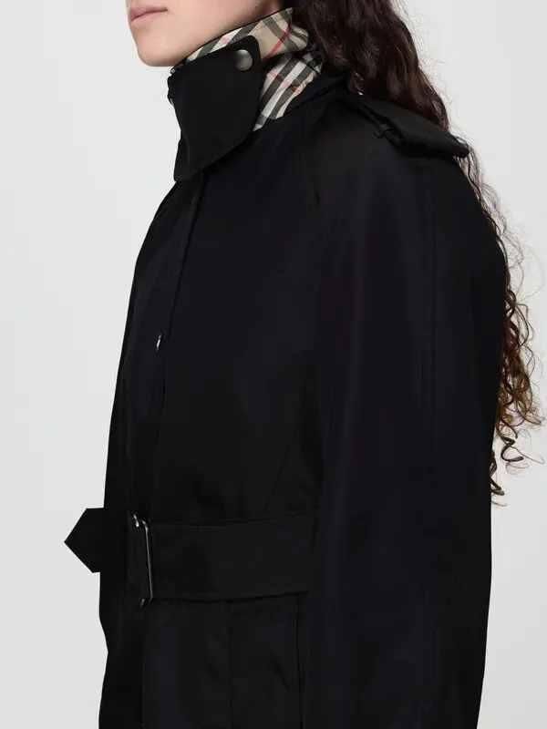 Burberry Double Breasted Cotton Trench Coat - Black