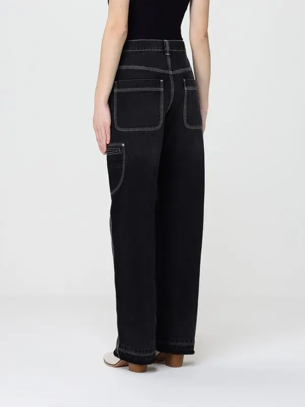 Isabel Marant Étoile Wide Leg Jeans In Cotton Denim - Grey