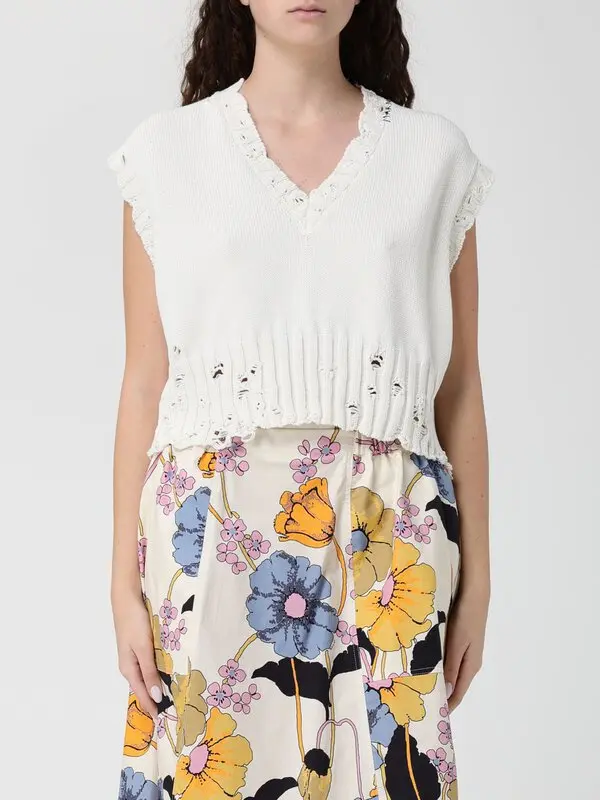 Marni Cotton Distressed Effect Vest - Lilac