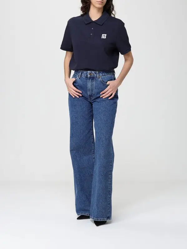 Balmain High Rise Wide Leg Jeans