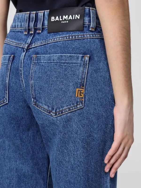 Balmain High Rise Wide Leg Jeans