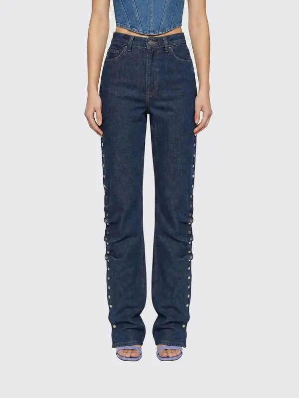 ROTATE BY BIRGER CHRISTENSEN Button Detailed Straight Leg Jeans - Blue