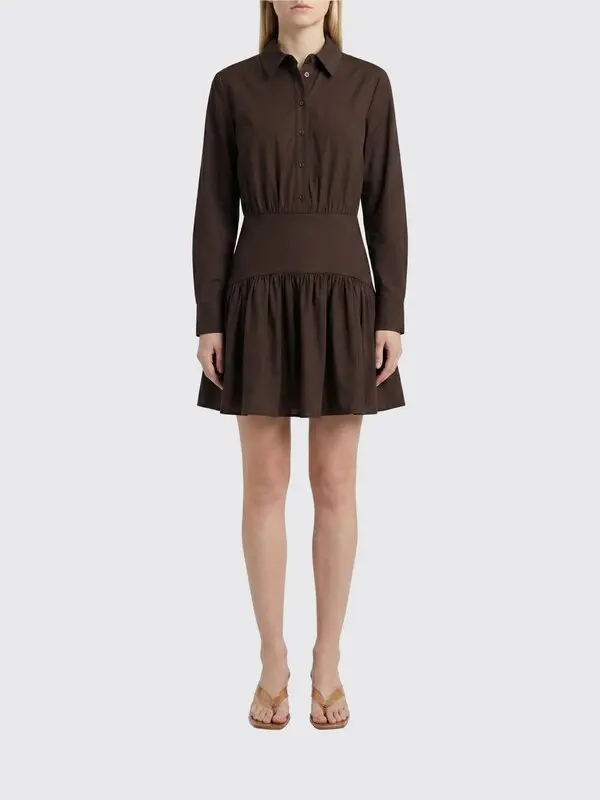 Staud Shirt Dress With Gathered Skirt - Brown