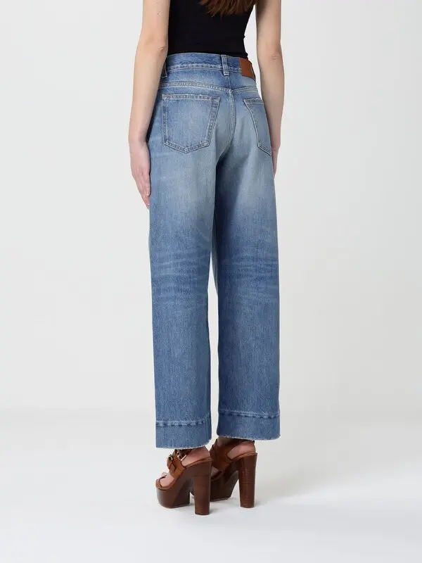 Chloé Cropped Wide-leg Cotton Denim Jeans - Blue