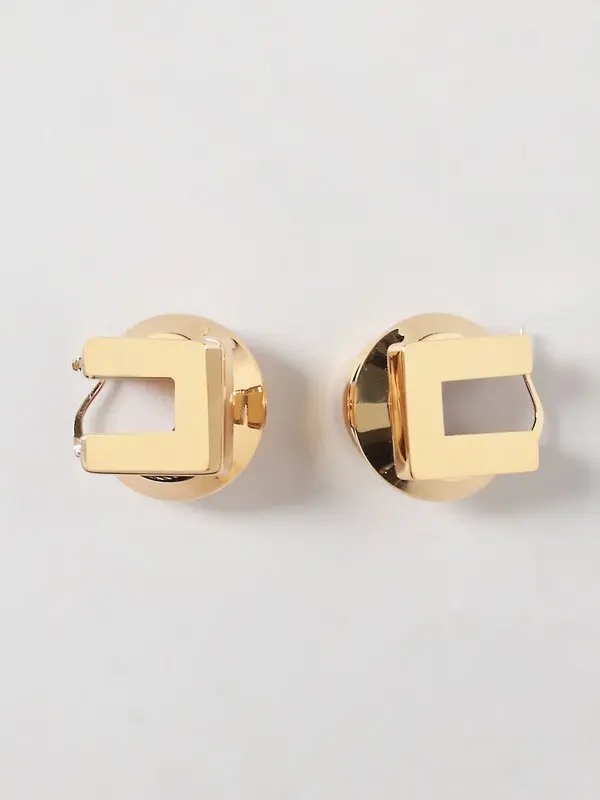 Elisabetta Franchi Brass Monogram Hoop Earrings