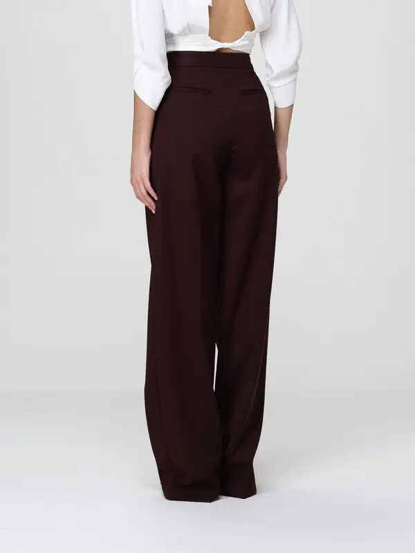 Elisabetta Franchi Virgin Wool Blend Wide Leg Trousers - Brown