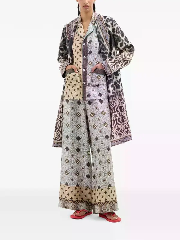 PIERRE-LOUIS MASCIA Geometric-print Palazzo Pants - Grey