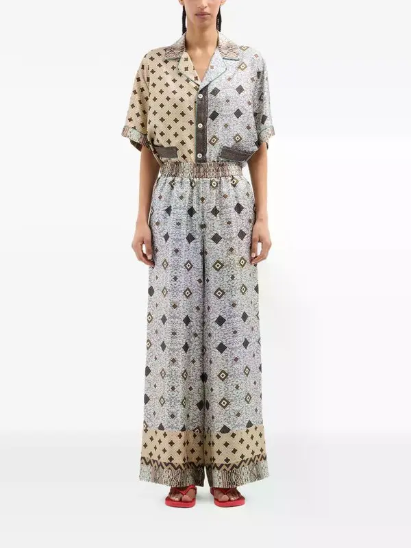 PIERRE-LOUIS MASCIA Geometric-print Palazzo Pants - Grey