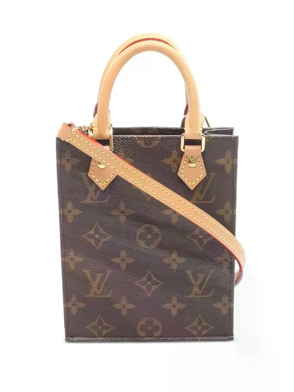 LOUIS VUITTON Petit Sac Plat Monogram Top-handle Bag - Brown