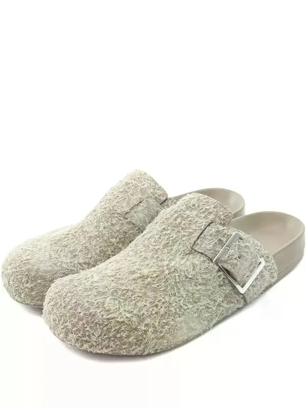 Loewe Brushed Suede Buckle Slippers