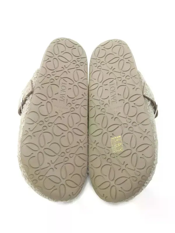 Loewe Brushed Suede Buckle Slippers