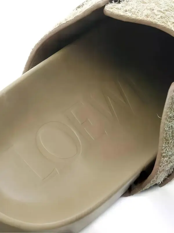 Loewe Brushed Suede Buckle Slippers