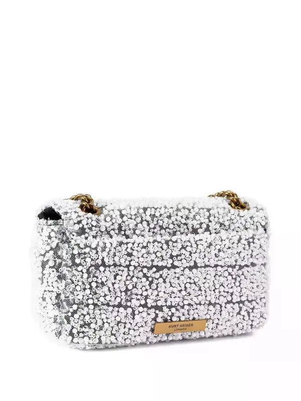 Kurt Geiger Mini Pilinco Beaded Eagle Shoulder Bag - White