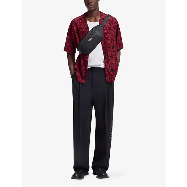 Hugo Rose-print Oversized-fit Woven Shirt