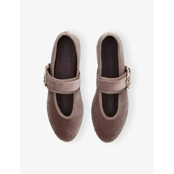 FLABELUS Sophie Velvet Ballet Flats - Brown