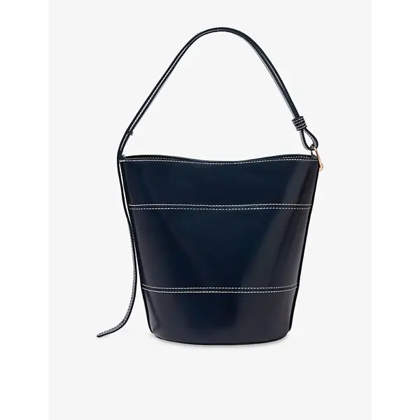 Claudie Pierlot Grained-texture Leather Bucket Bag - Navy