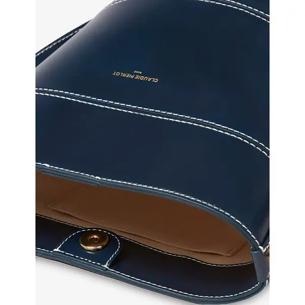 Claudie Pierlot Grained-texture Leather Bucket Bag - Navy