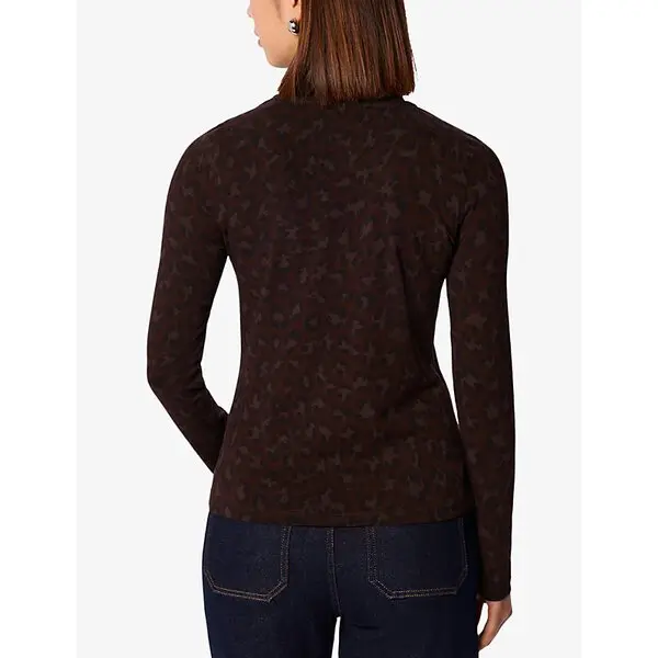Whistles Leopard-print Stretch-cotton Top