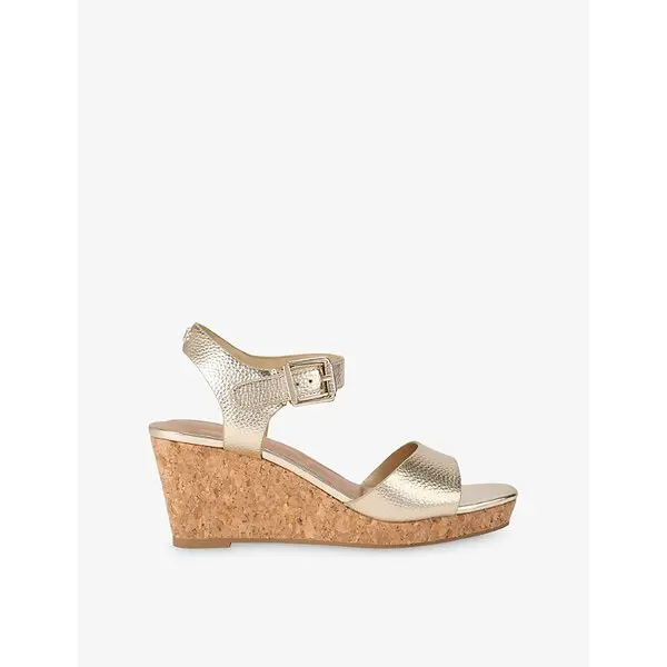 Carvela Sadie Wide-fit Leather Wedge Sandals - Gold
