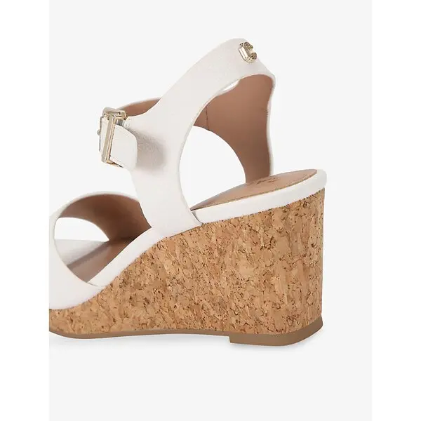 Carvela Sadie Wide-fit Leather Wedge Sandals - White