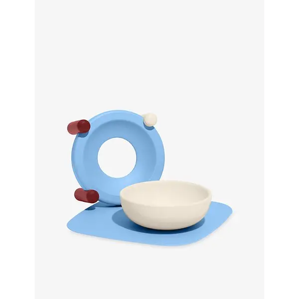 VETRESKA Mist & Merlot Pet Bowl & Mat Set