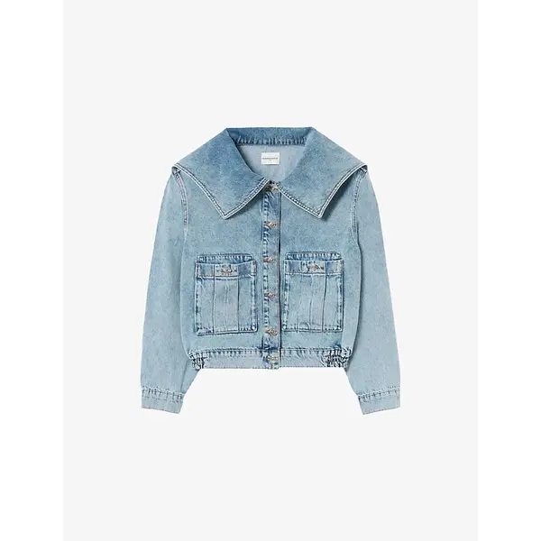 Claudie Pierlot Contrast Stitch Denim Trucker Jacket - Blue Denim