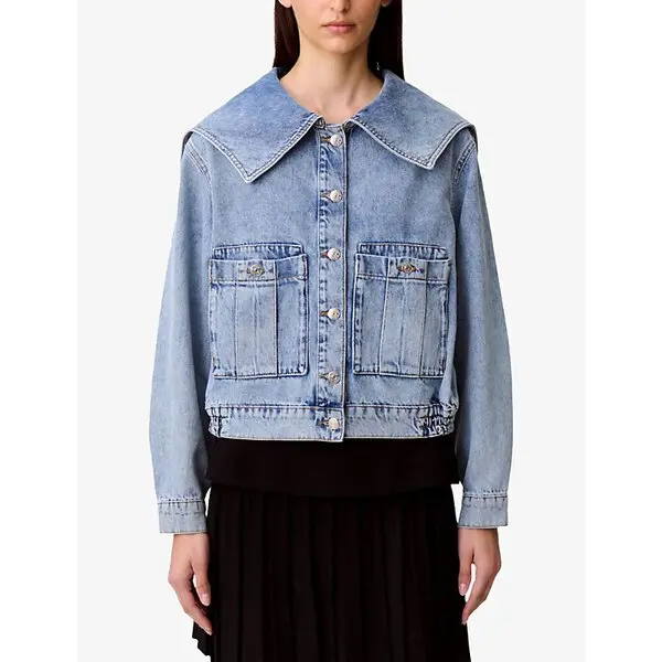 Claudie Pierlot Contrast Stitch Denim Trucker Jacket - Blue Denim