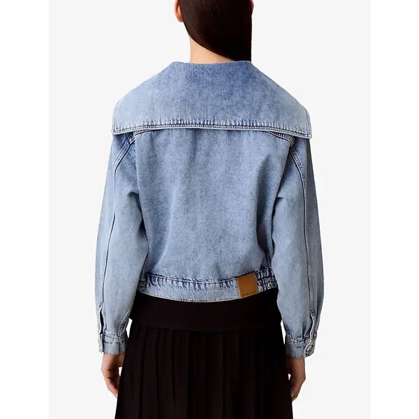 Claudie Pierlot Contrast Stitch Denim Trucker Jacket - Blue Denim