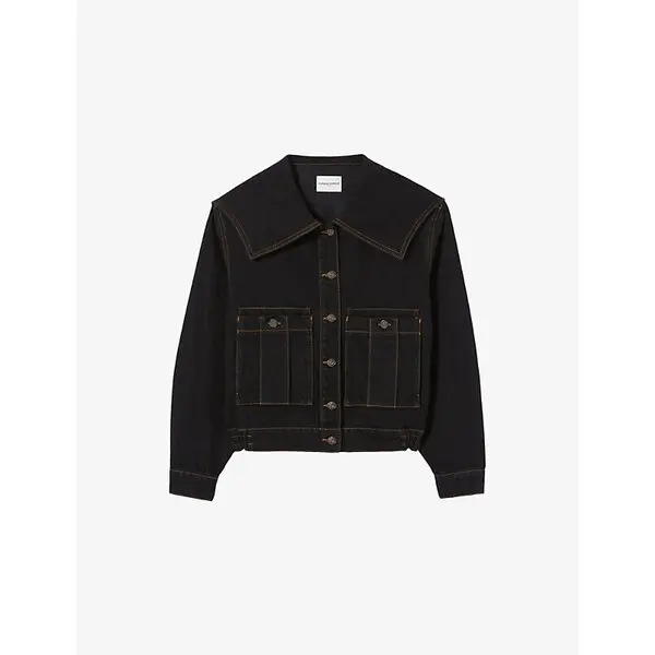 Claudie Pierlot Sailor-collar Denim Jacket - Black