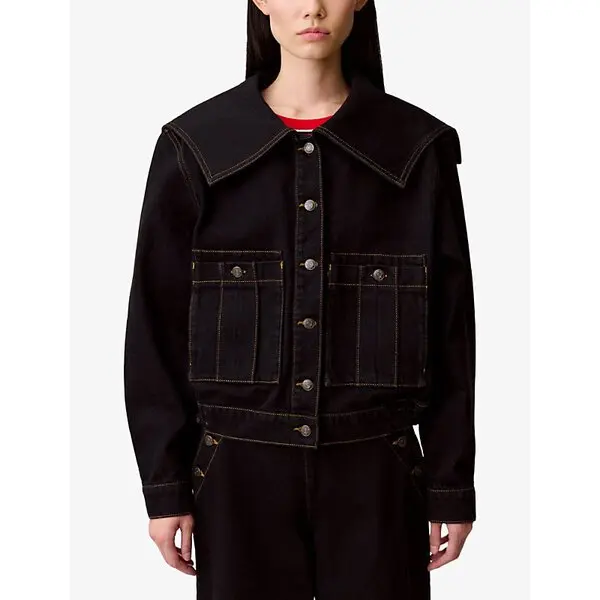 Claudie Pierlot Sailor-collar Denim Jacket - Black