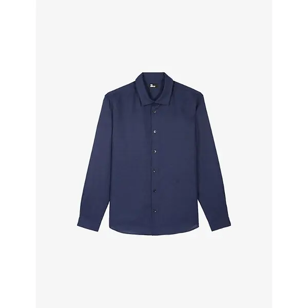 The Kooples Logo-embroidered Slim-fit Linen Shirt