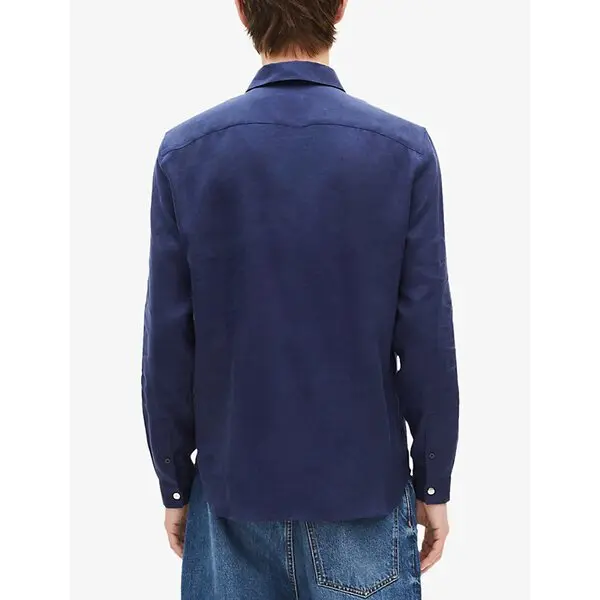 The Kooples Logo-embroidered Slim-fit Linen Shirt