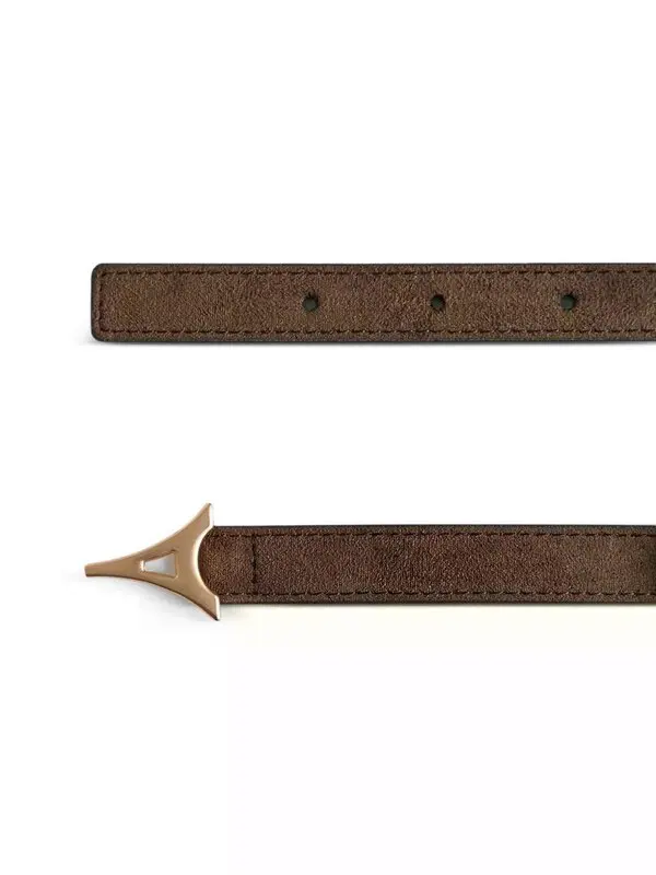 Manière De Voir Leonie Eiffel-buckle Suede-effect Belt - Brown
