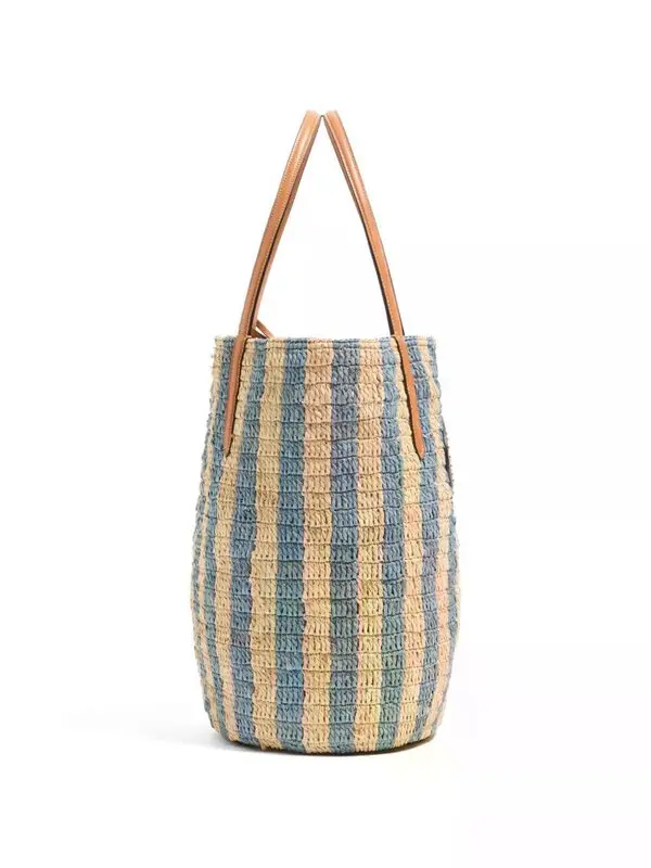 Valentino Garavani Striped Raffia Shopping Bag - Blue