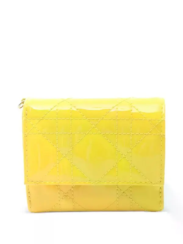 Dior 2010s Lady Lotus Trifold Wallet - Yellow