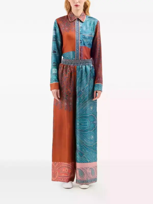 PIERRE-LOUIS MASCIA Paisley Wide Leg Palazzo Pants