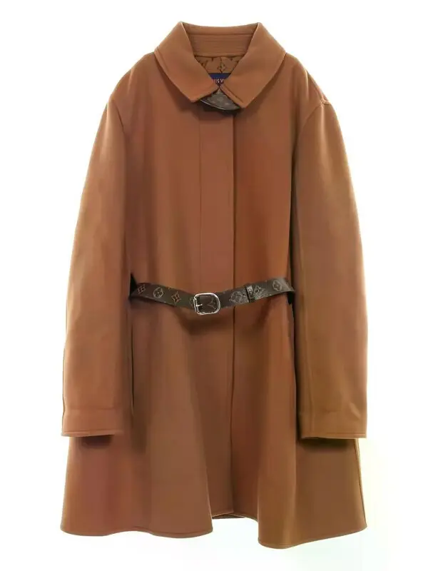 LOUIS VUITTON 2000s Monogram Belted Wool Coat