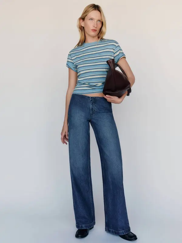 REFORMATION Talissa Stretch Low Rise Wide Leg Jeans - Black
