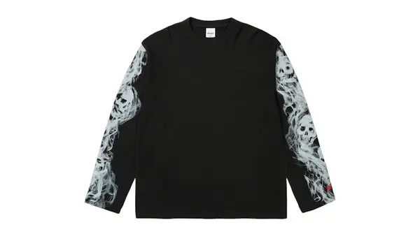 PALACE Smoked Waffle Long Sleeve Tee Shirt - Black